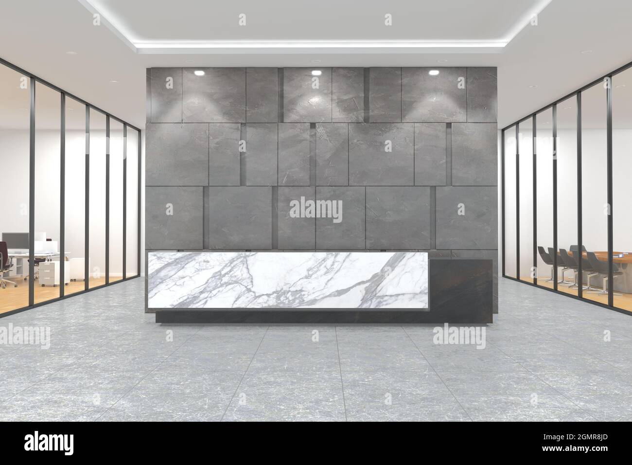 3D rendering of a modern office reception interior Stock Photo - Alamy
