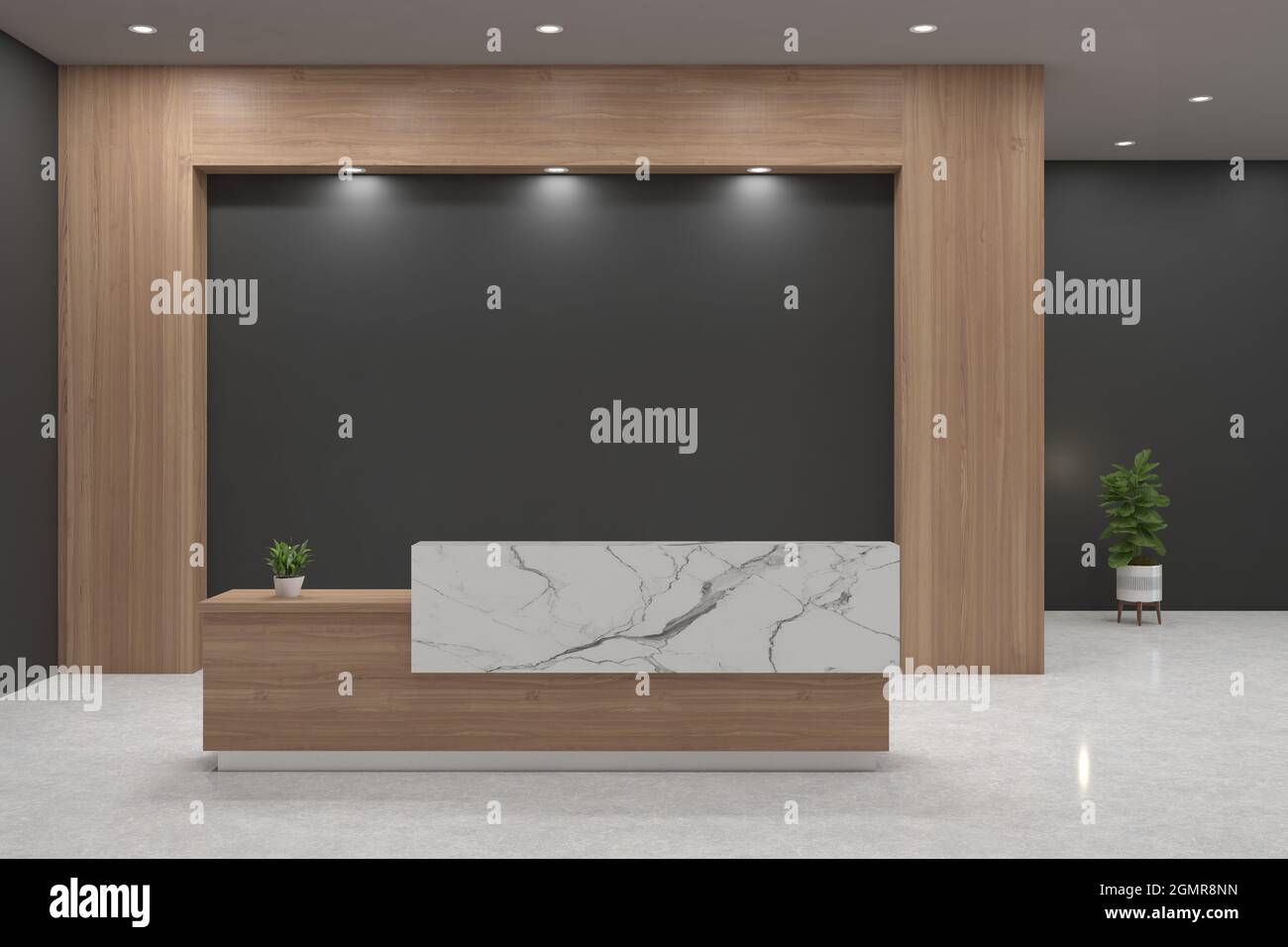 3D rendering of a modern office reception interior Stock Photo - Alamy
