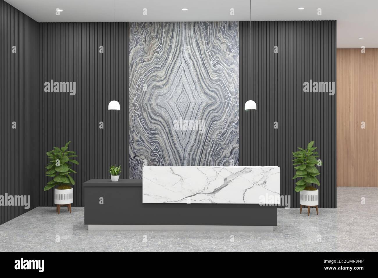 3D rendering of a modern office reception interior Stock Photo - Alamy