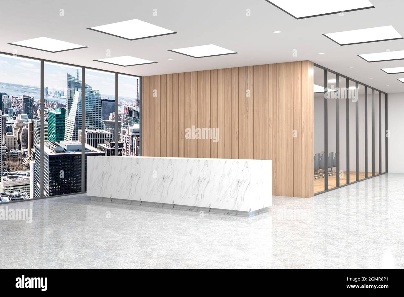 3D rendering of a modern office reception interior Stock Photo - Alamy