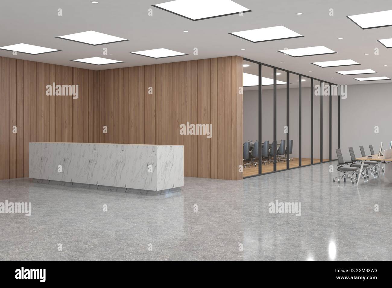 3D rendering of a modern office reception interior Stock Photo - Alamy