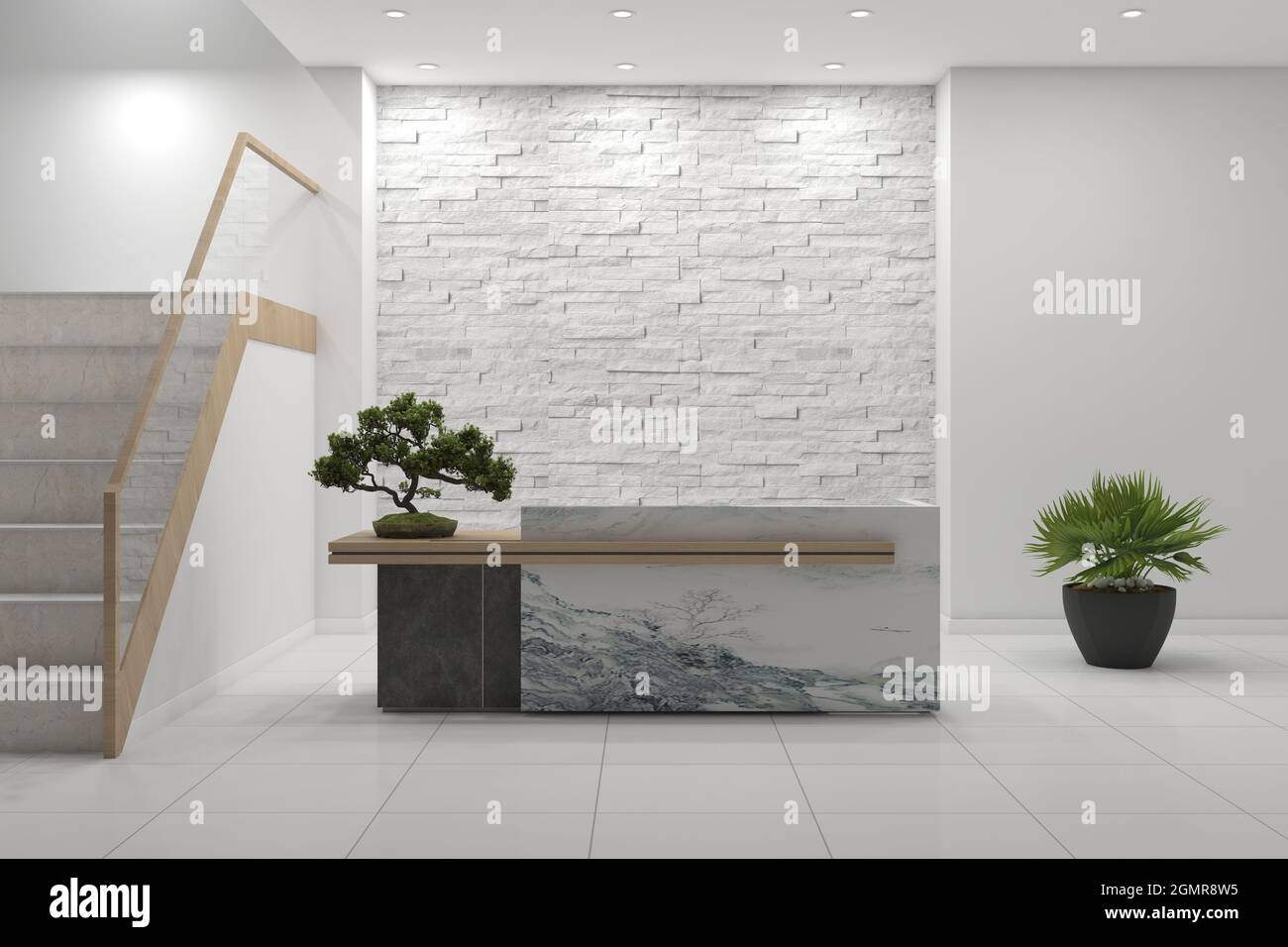 3D rendering of a modern office reception interior Stock Photo - Alamy