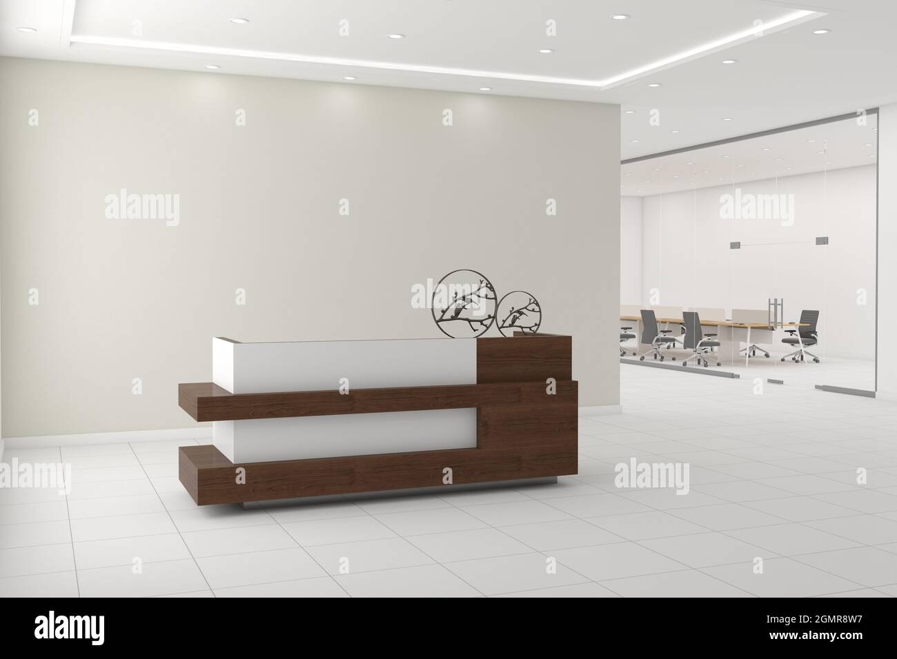 3D rendering of a modern office reception interior Stock Photo - Alamy