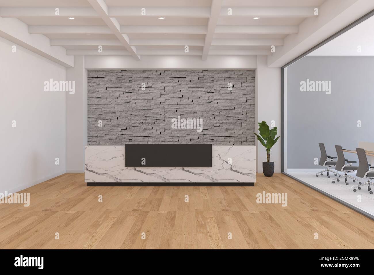 3D rendering of a modern office reception interior Stock Photo - Alamy