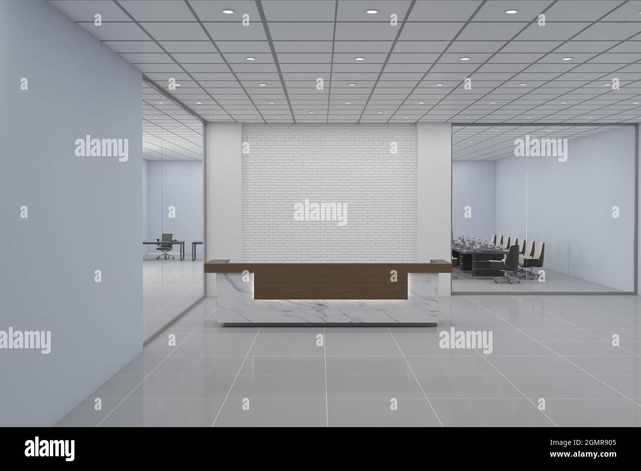 3D rendering of a modern office reception interior Stock Photo - Alamy
