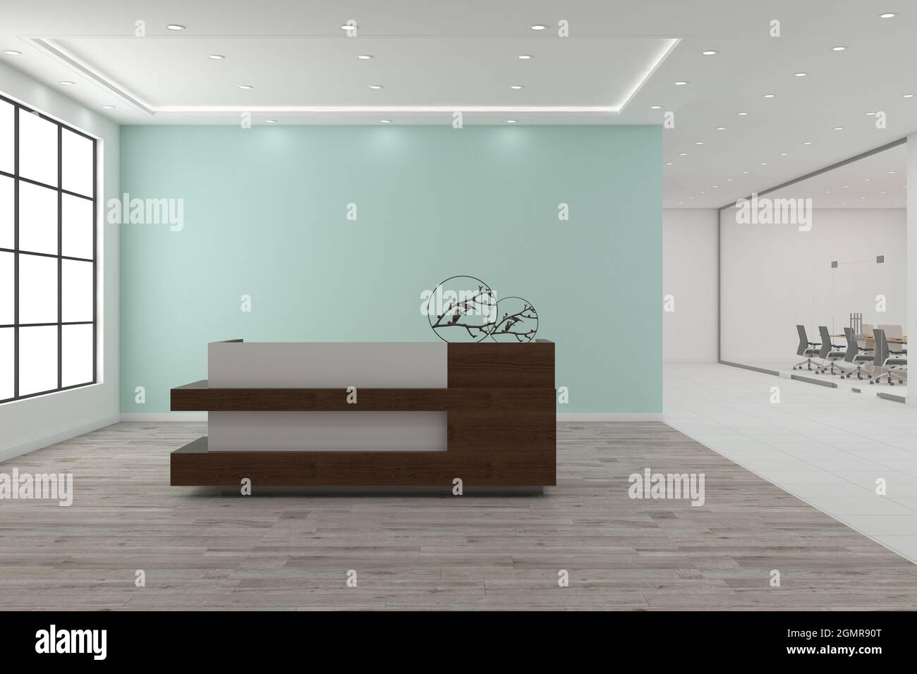 3D rendering of a modern office reception interior Stock Photo - Alamy