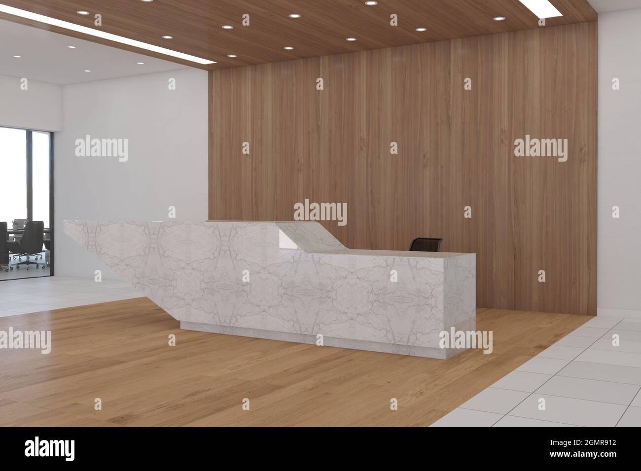 3D rendering of a modern office reception interior Stock Photo - Alamy