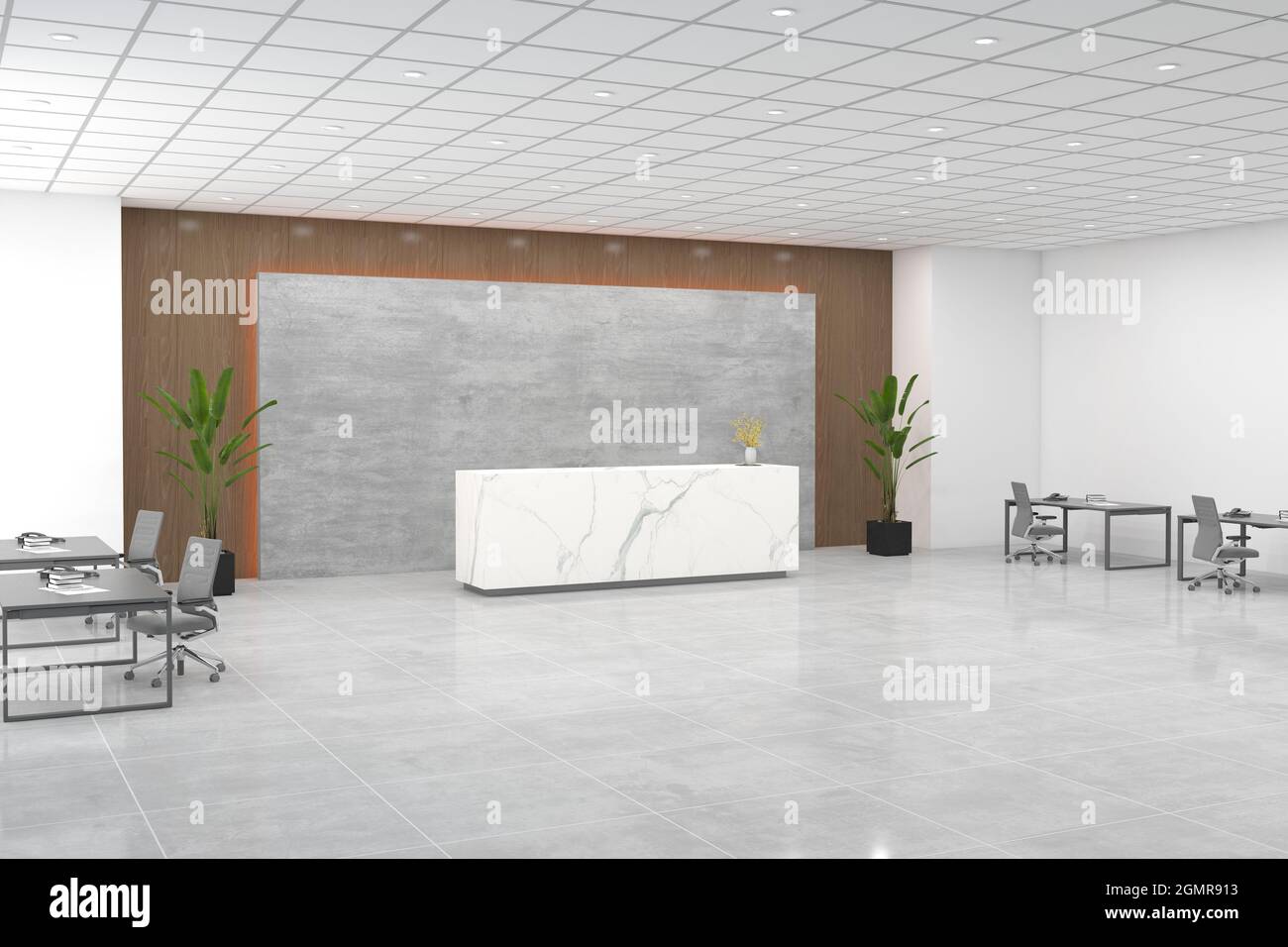 3D rendering of a modern office reception interior Stock Photo - Alamy