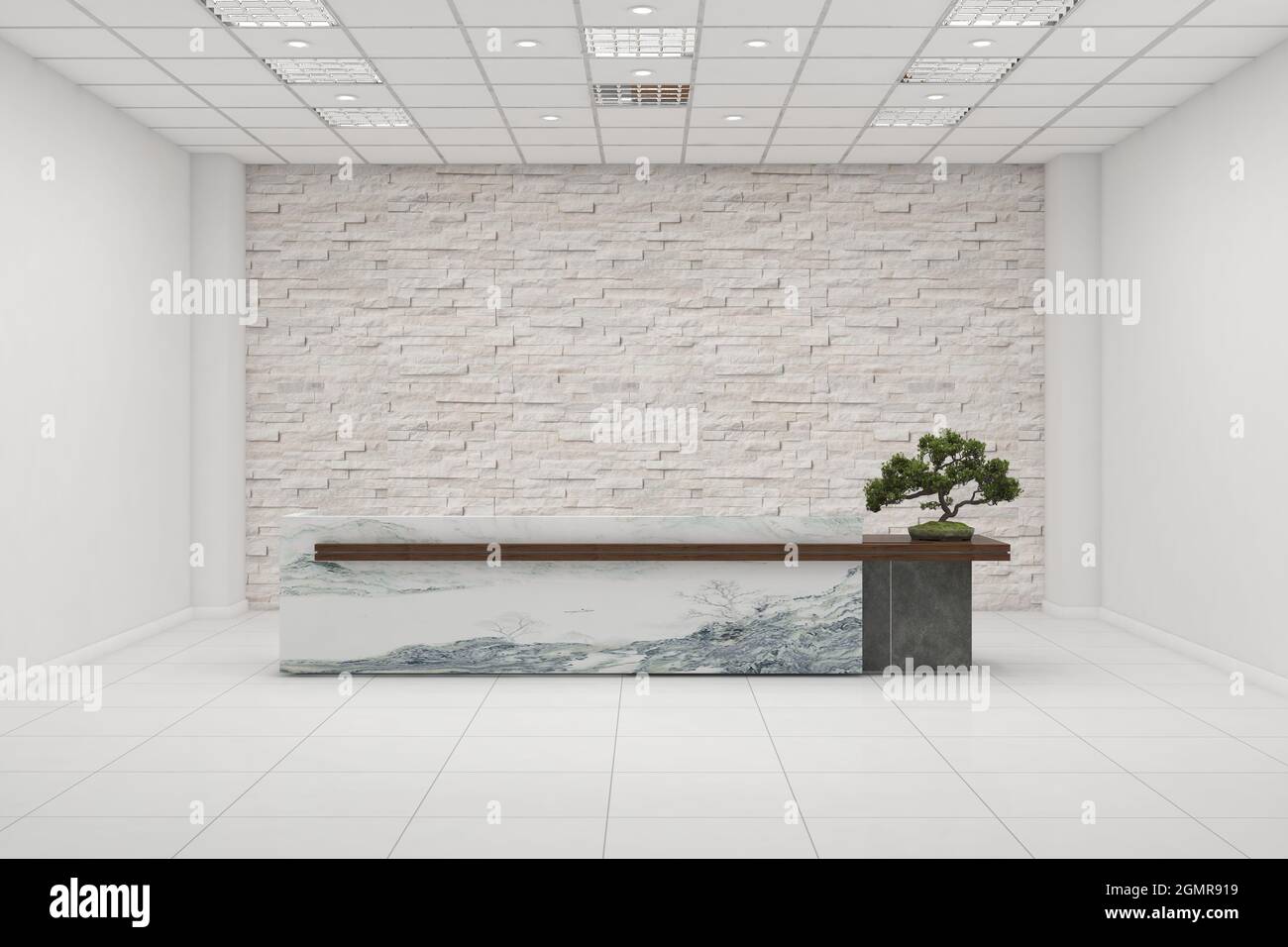 3D rendering of a modern office reception interior Stock Photo - Alamy