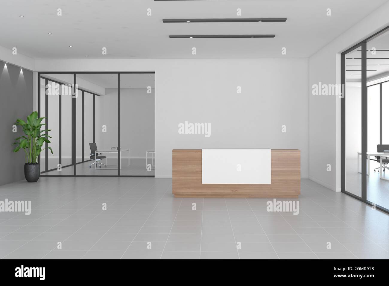 3D rendering of a modern office reception interior Stock Photo - Alamy