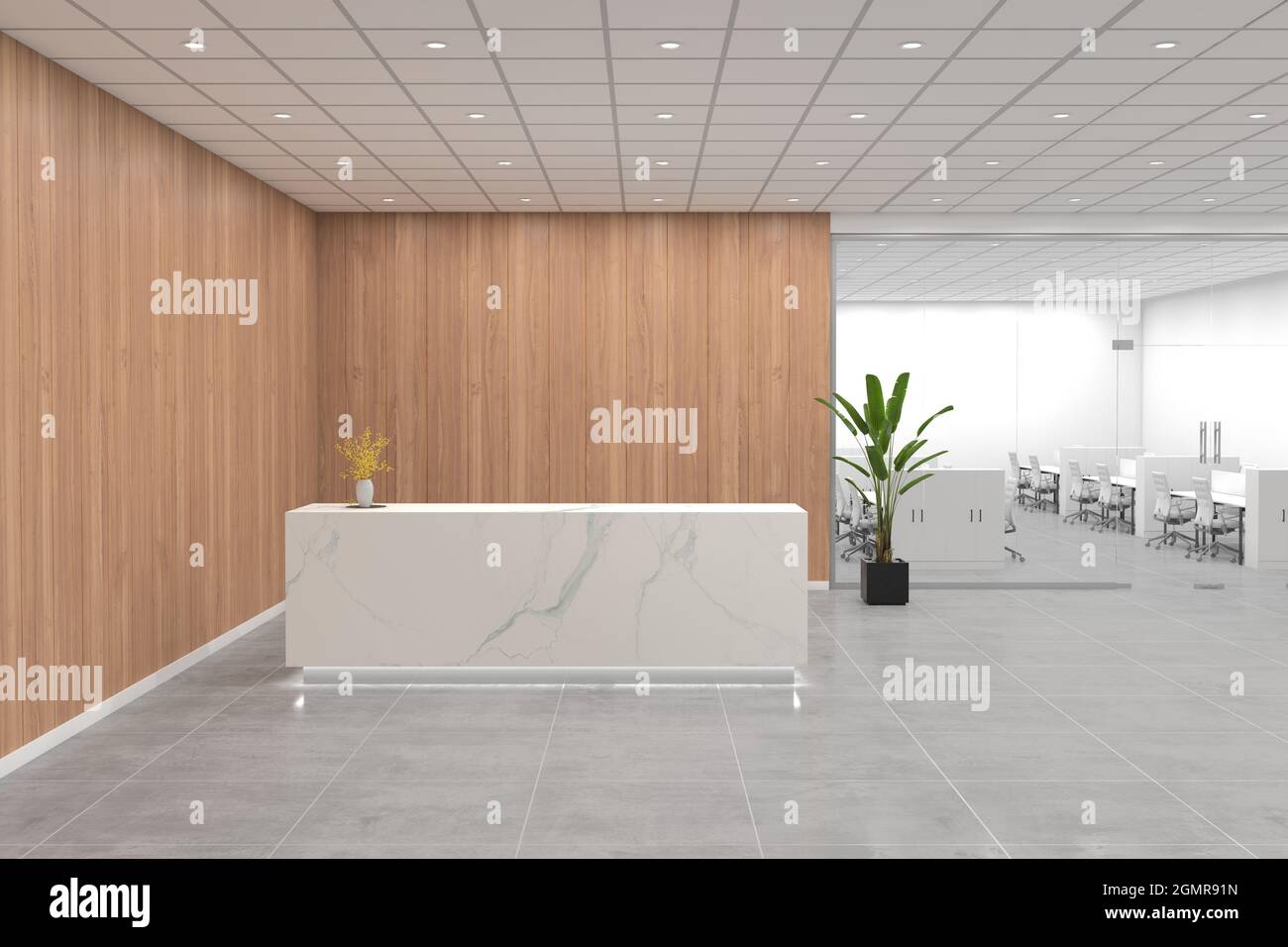 3D rendering of a modern office reception interior Stock Photo - Alamy