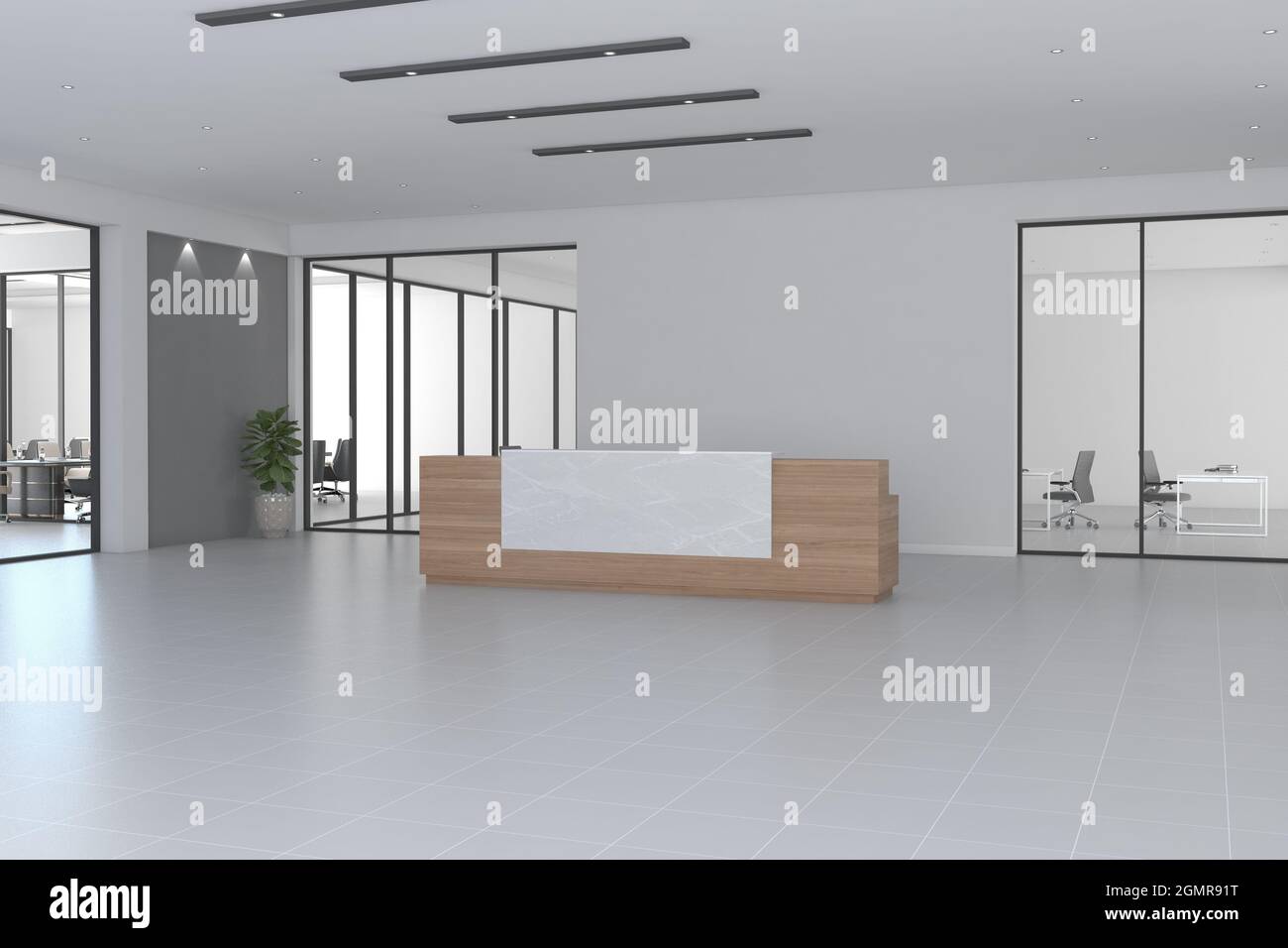 3D rendering of a modern office reception interior Stock Photo - Alamy