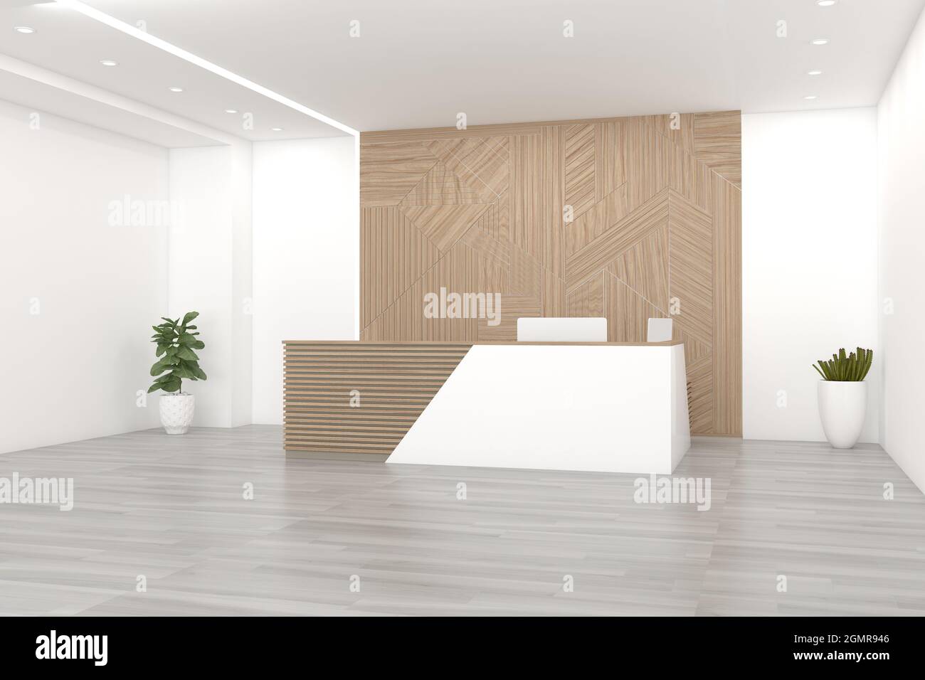 3D rendering of a modern office reception interior Stock Photo - Alamy