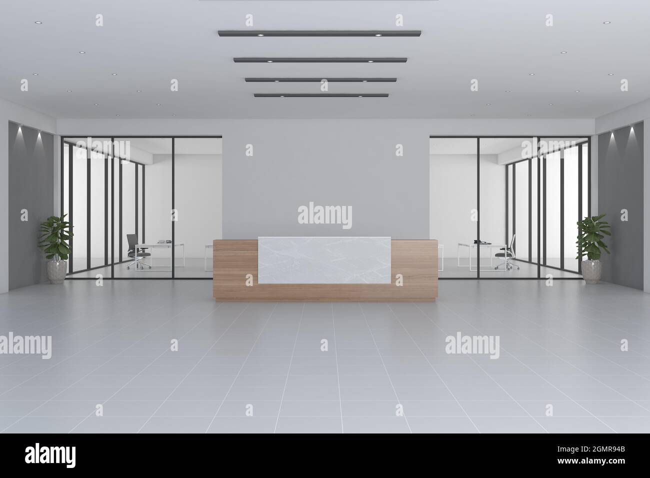 3D rendering of a modern office reception interior Stock Photo - Alamy