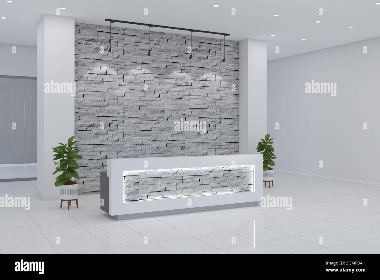 3D rendering of a modern office reception interior Stock Photo - Alamy