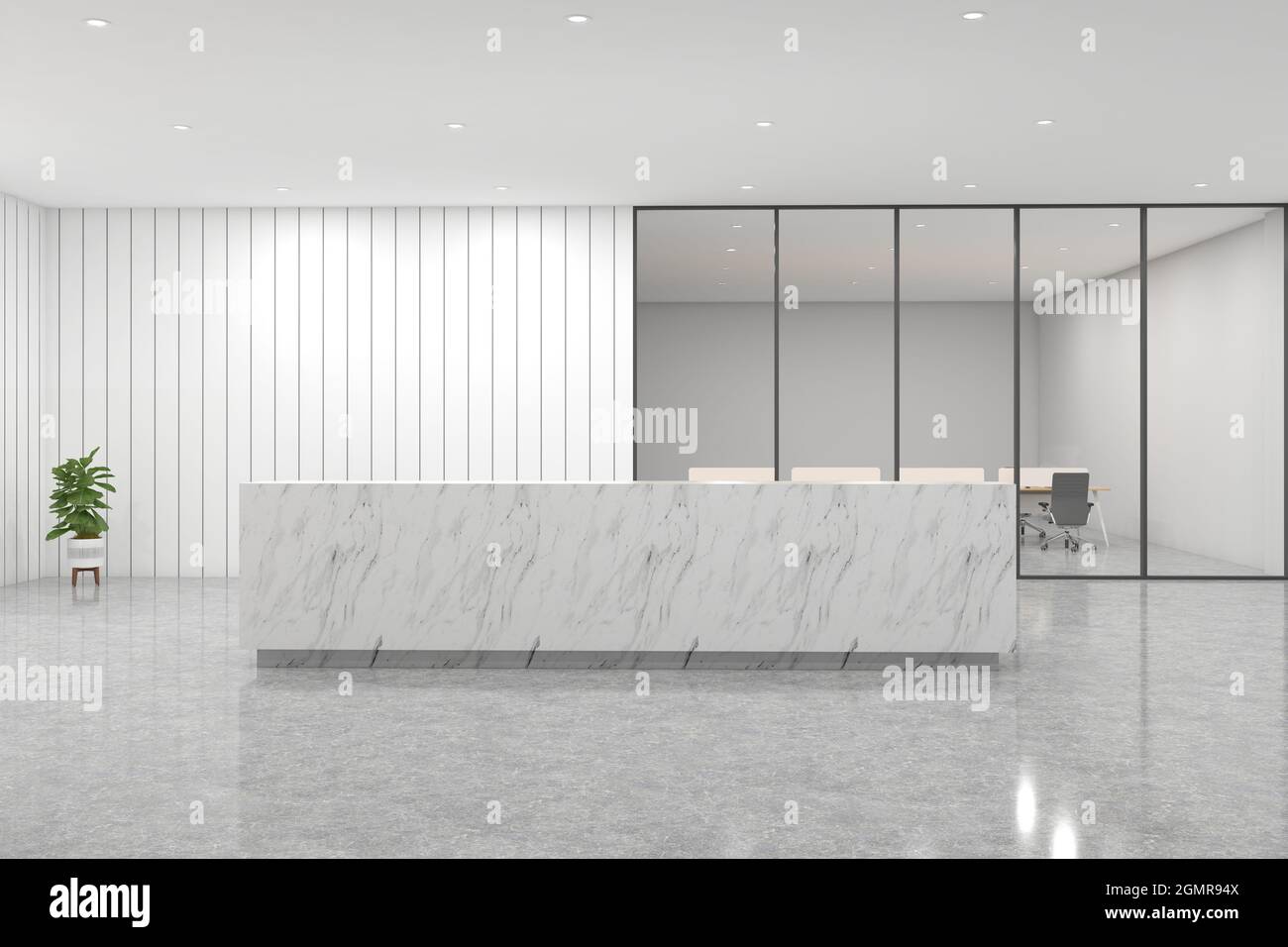 3D rendering of a modern office reception interior Stock Photo - Alamy