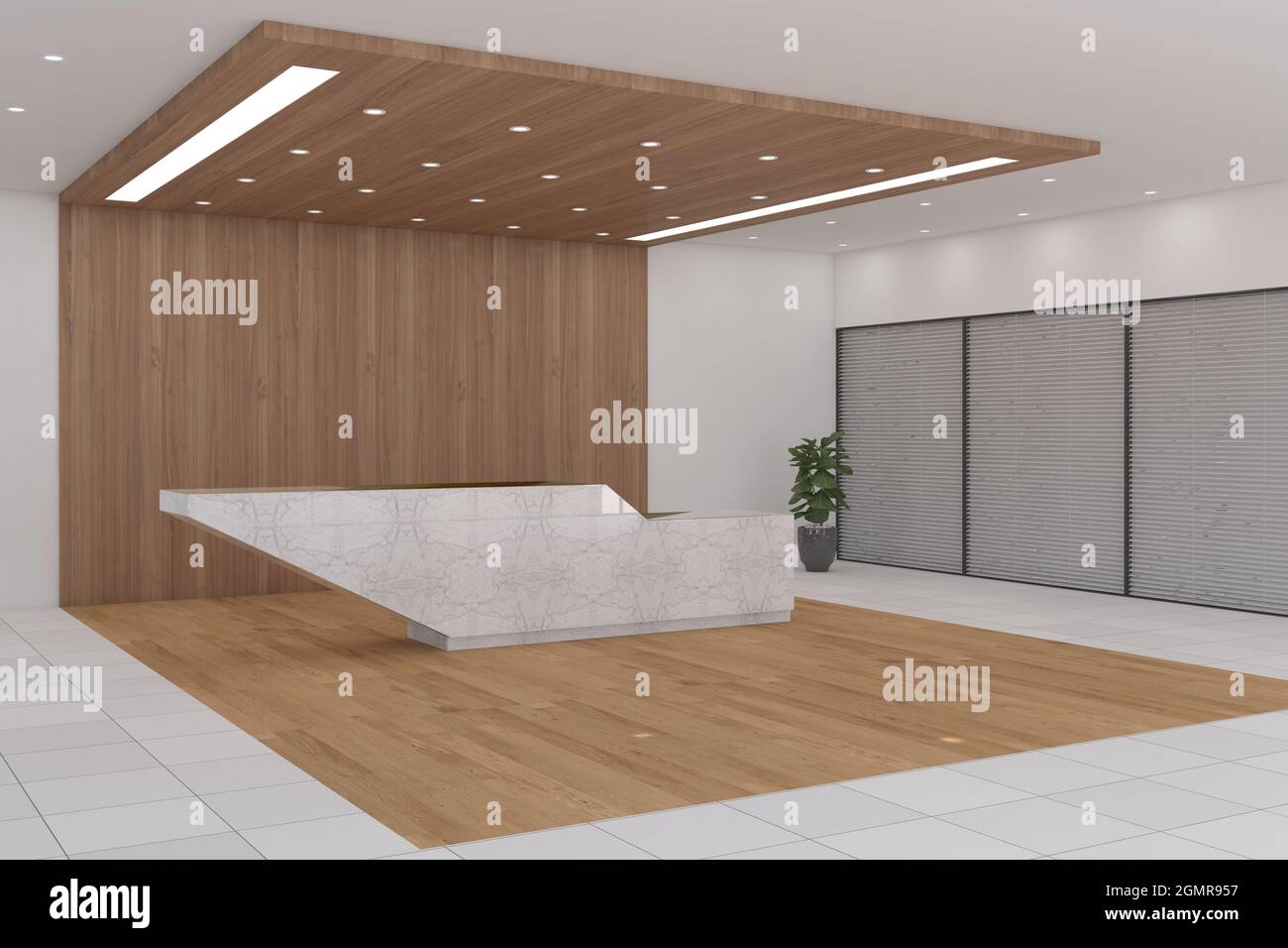 3D rendering of a modern office reception interior Stock Photo - Alamy