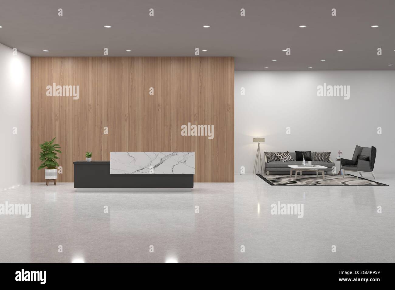 3D rendering of a modern office reception interior Stock Photo - Alamy