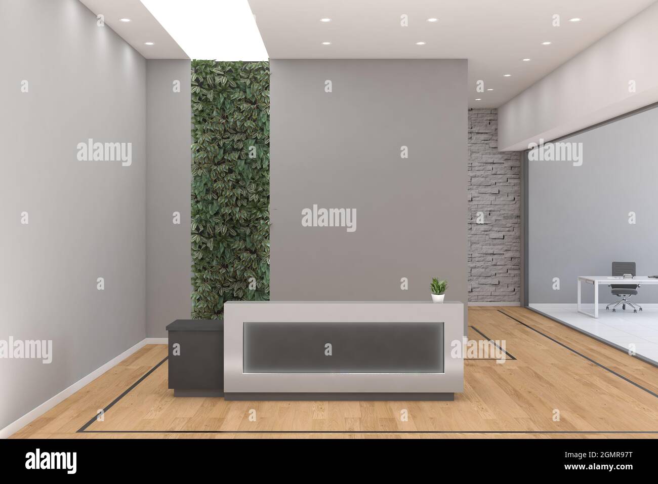 3D rendering of a modern office reception interior Stock Photo - Alamy