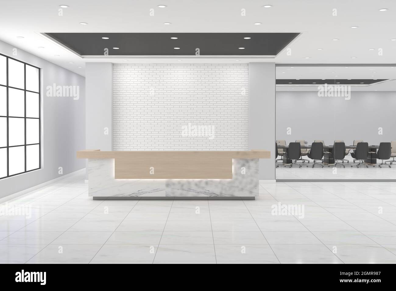 3D rendering of a modern office reception interior Stock Photo - Alamy