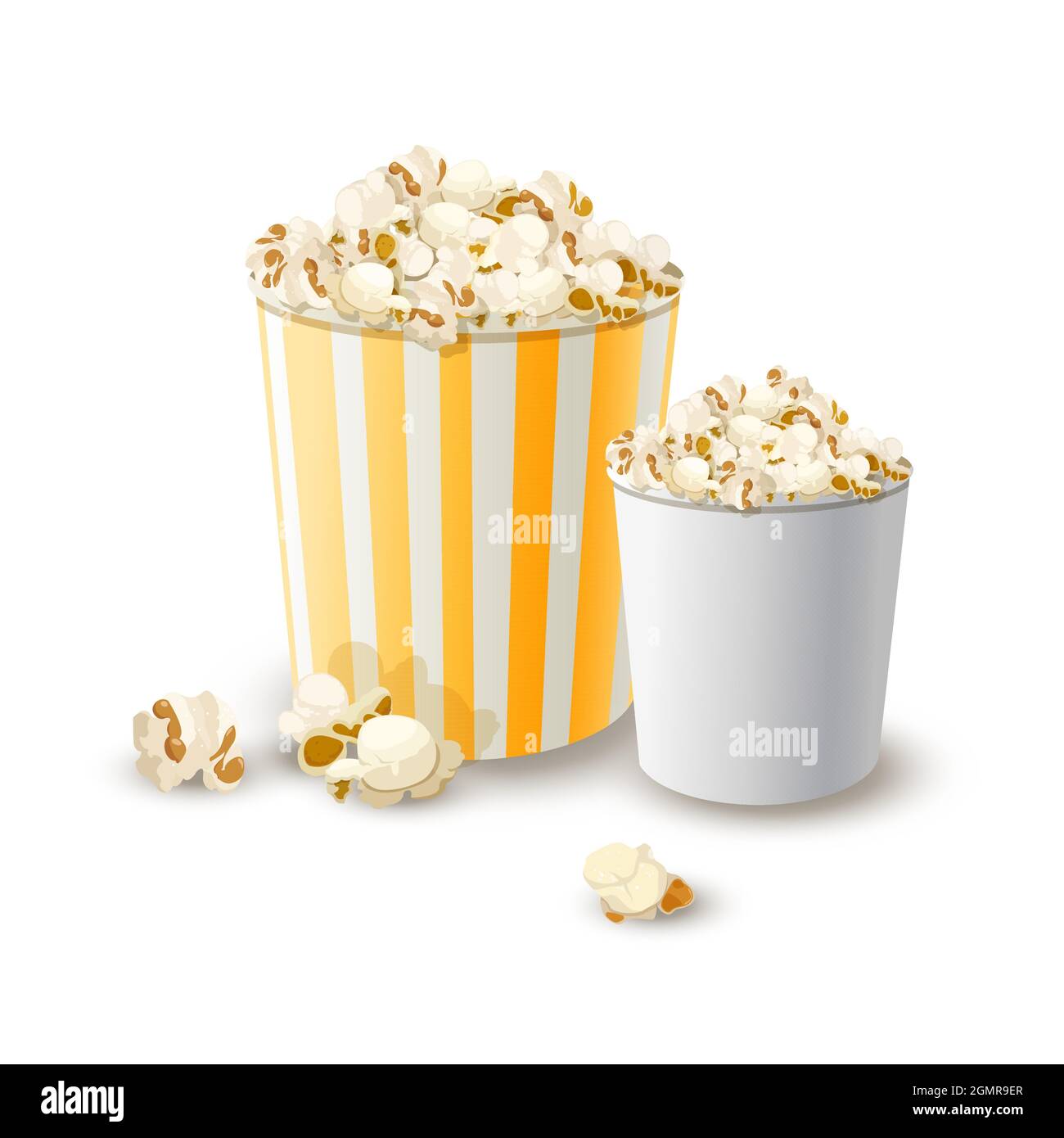 Yellow and white striped bucket with popcorn Stock Vector Image & Art ...