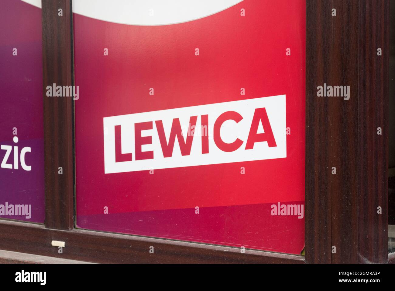 Gorzow Wielkopolski, Poland - June 1, 2021: Logo and sign of Lewica ...