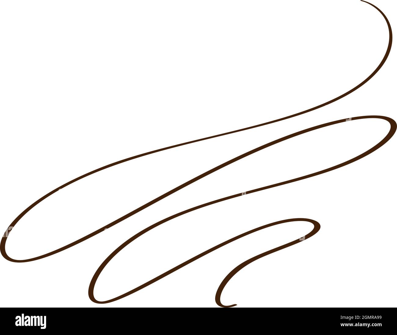 Abstract Vector Wavy calligraphy divider line. Brown illustration ...