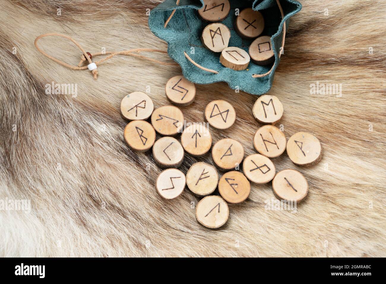 Handmade runes for fortunetelling Stock Photo - Alamy