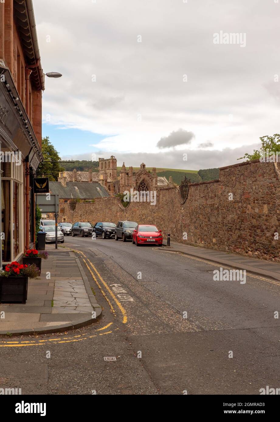 View to Melrose Abbey in Melrose Scotland Stock Photo - Alamy