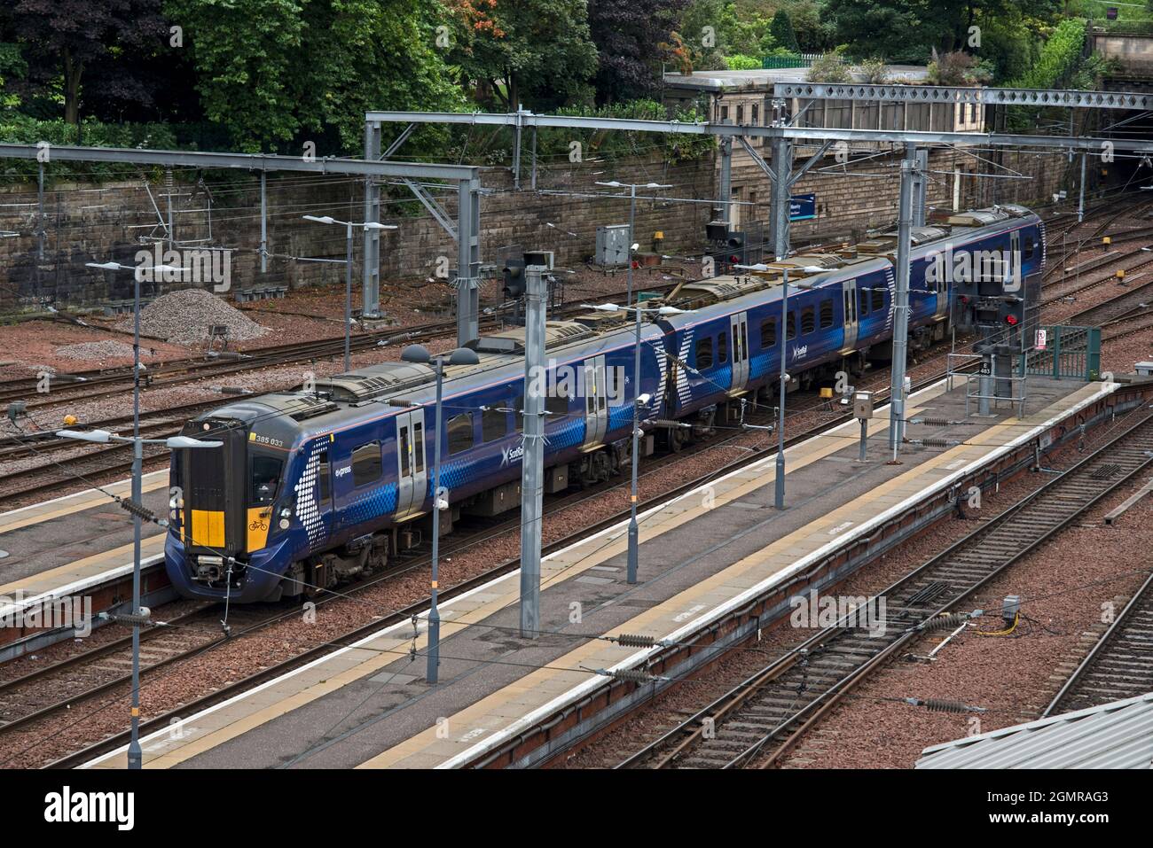 Scotrail train arriving at Waverley Station, Edinburgh, Scotland, UK ...