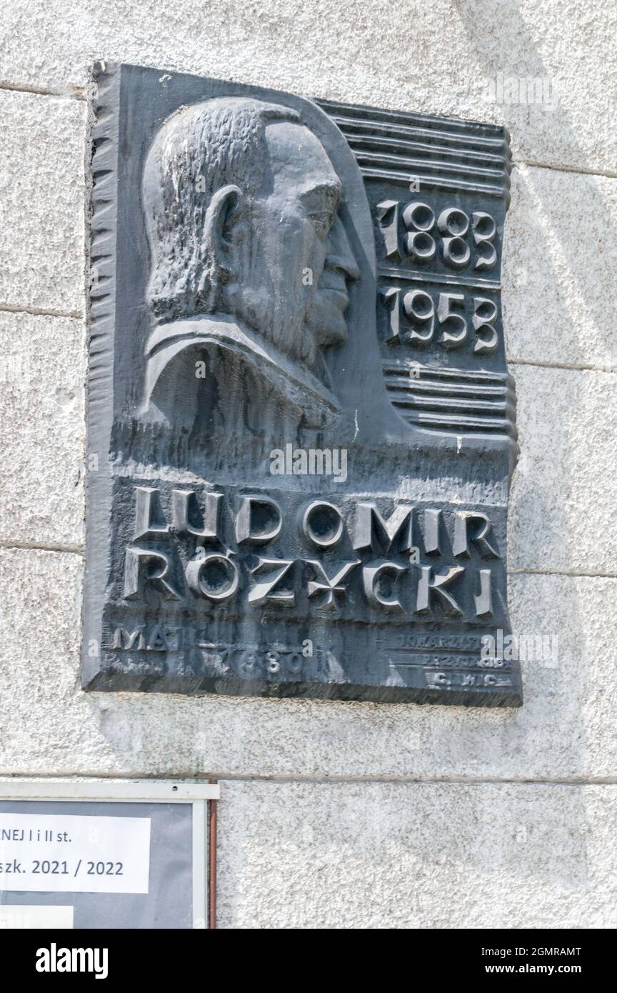 Gliwice, Poland - June 4, 2021: Plaque dedicated to Ludomir Rozycki ...