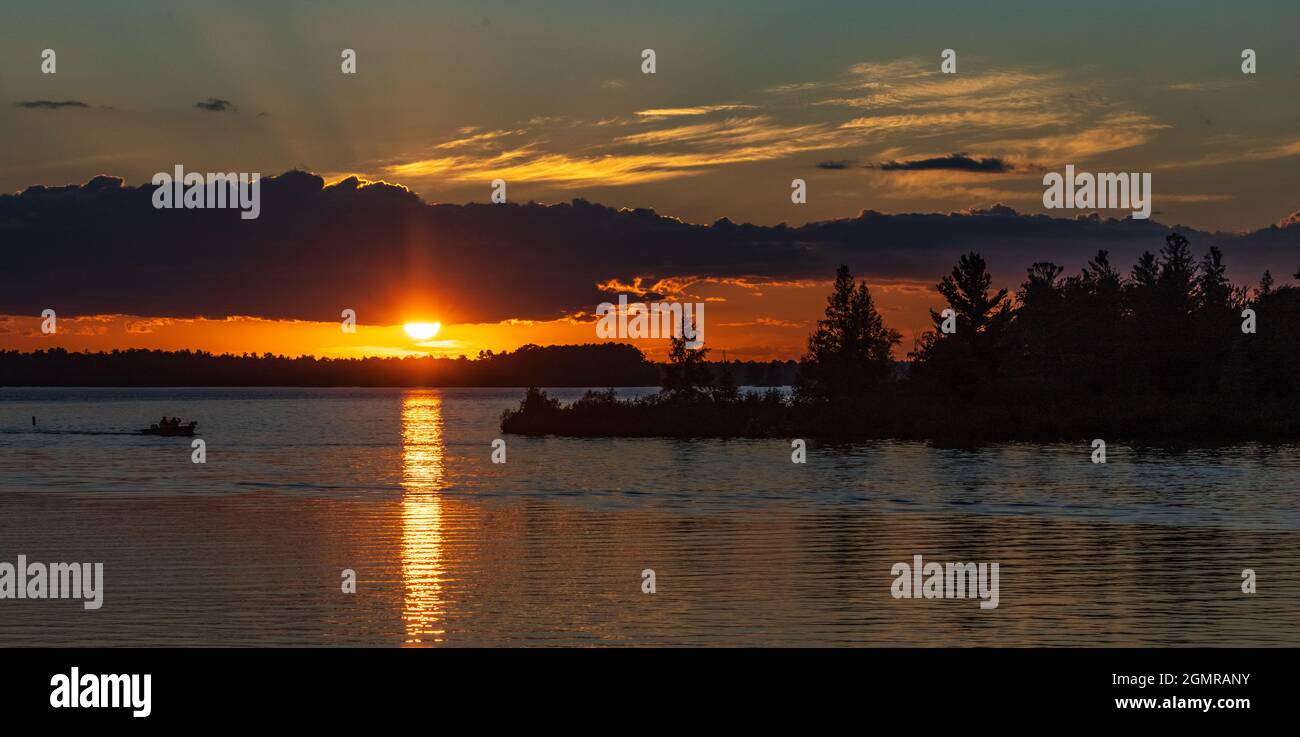 Sunset on the Chippewa Flowage in northern Wisconsin Stock Photo - Alamy