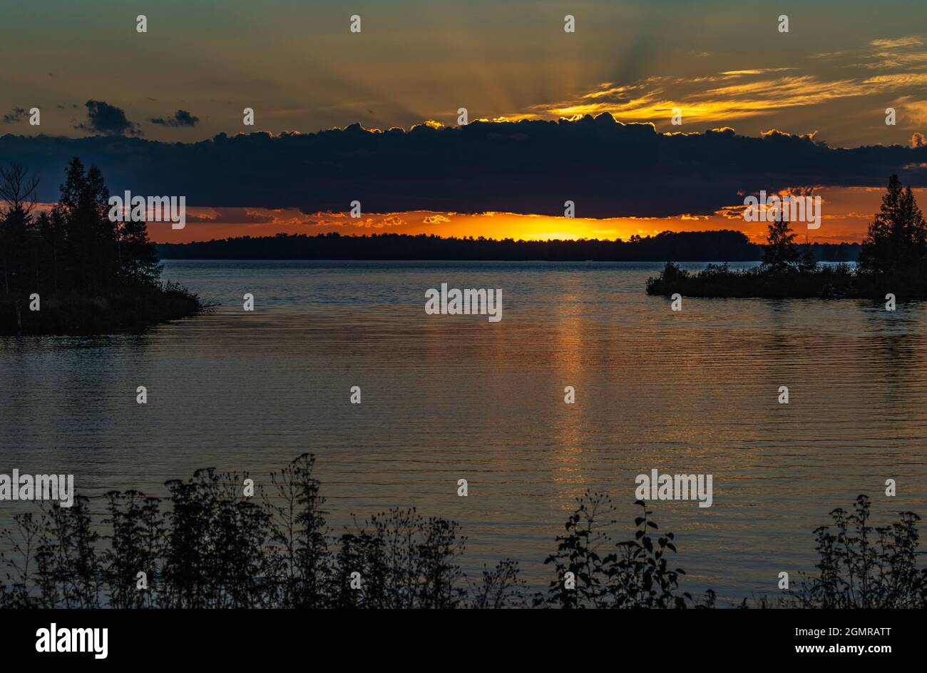 Sunset on the Chippewa Flowage in northern Wisconsin Stock Photo - Alamy