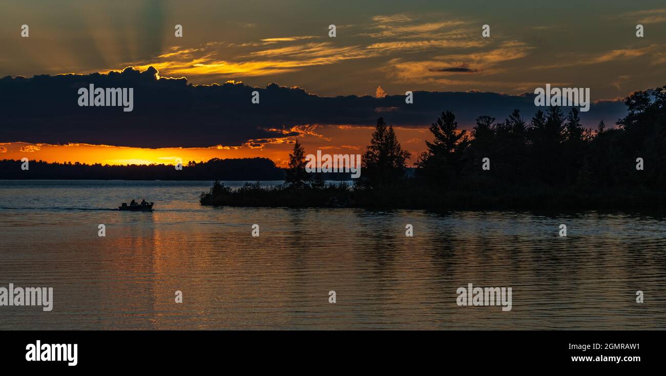 Sunset on the Chippewa Flowage in northern Wisconsin Stock Photo - Alamy