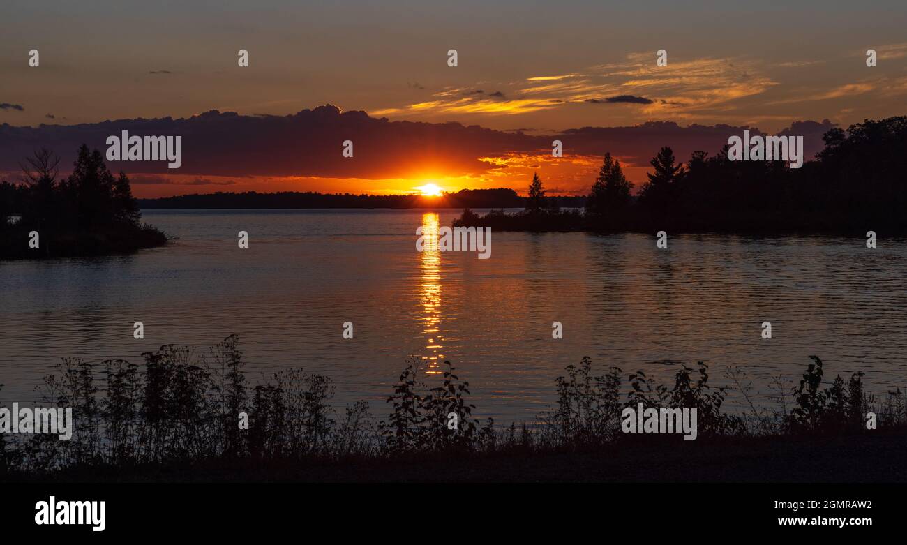 Sunset on the Chippewa Flowage in northern Wisconsin Stock Photo - Alamy
