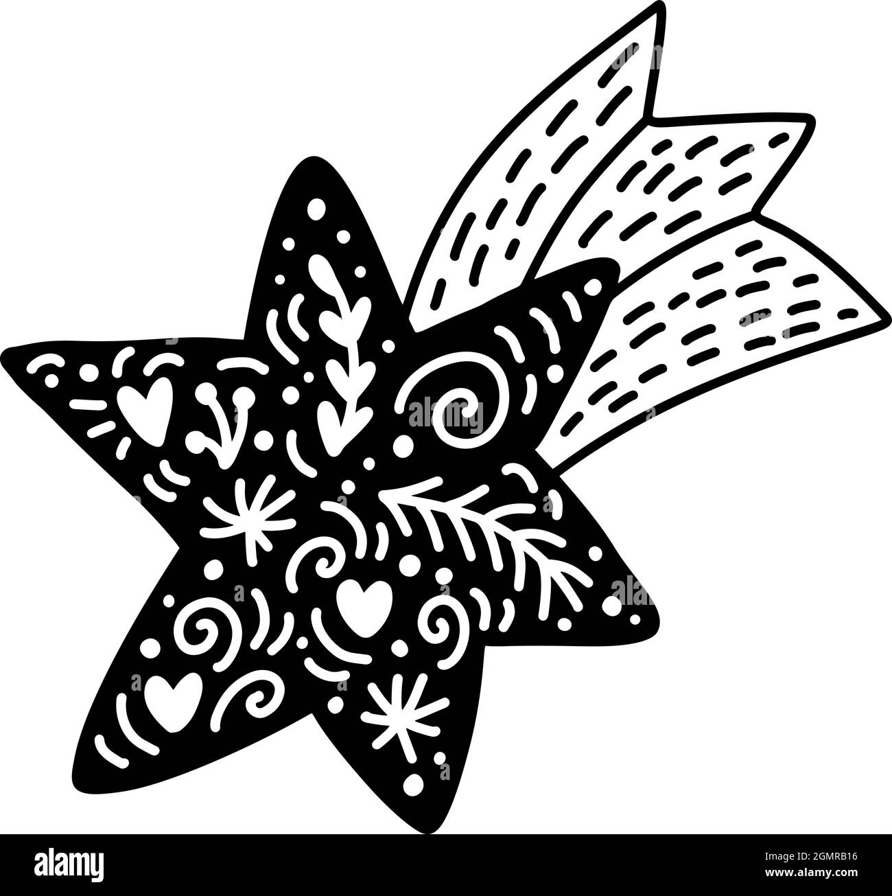 Baby Christmas cute sky falling star. Simple doodle hand drawn ...