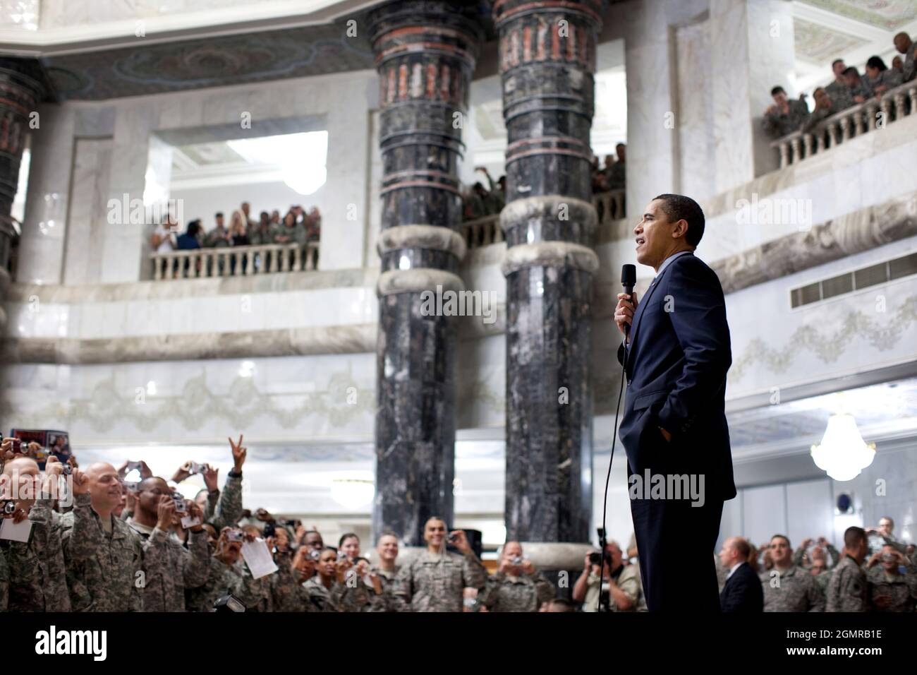 President Barack Obama addresses U.S. troops during his visit to Camp ...