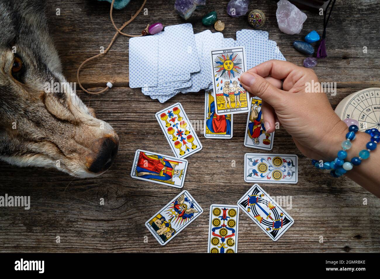Fortune telling on tarot cards Stock Photo - Alamy
