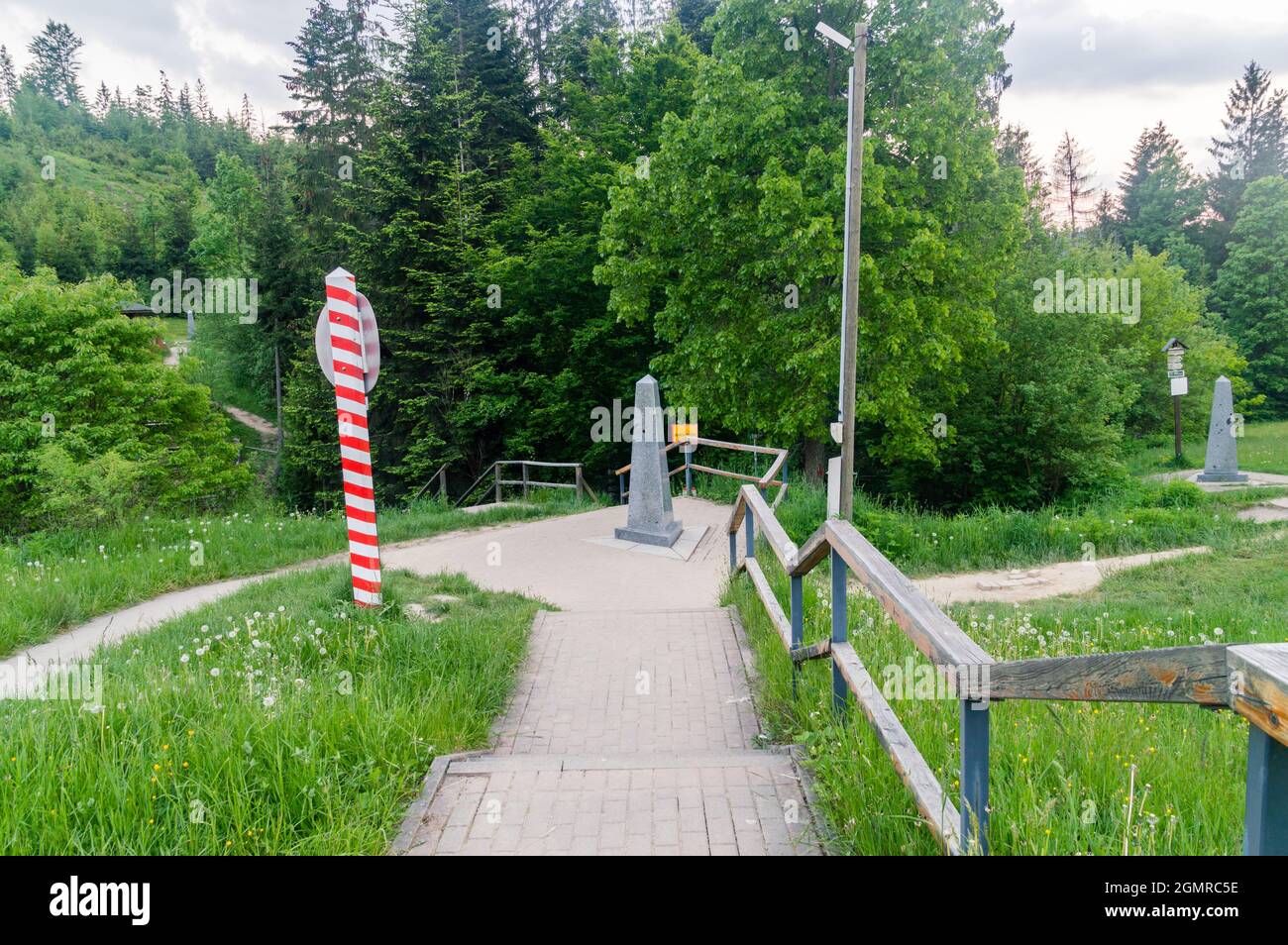 Border signs on Polish site of tripoint of Slovak, Czech, and Poland ...