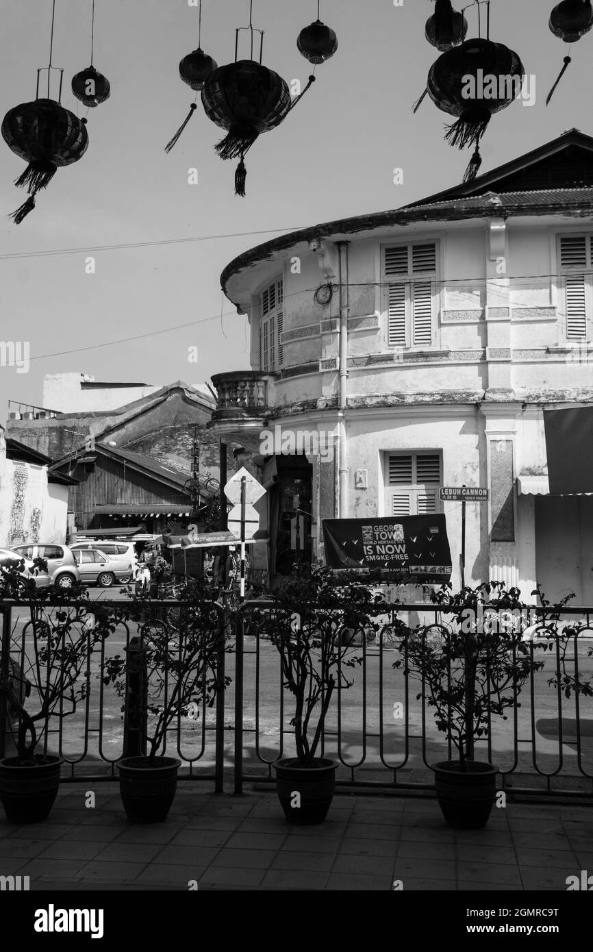 Penang heritage architecture Black and White Stock Photos & Images - Alamy