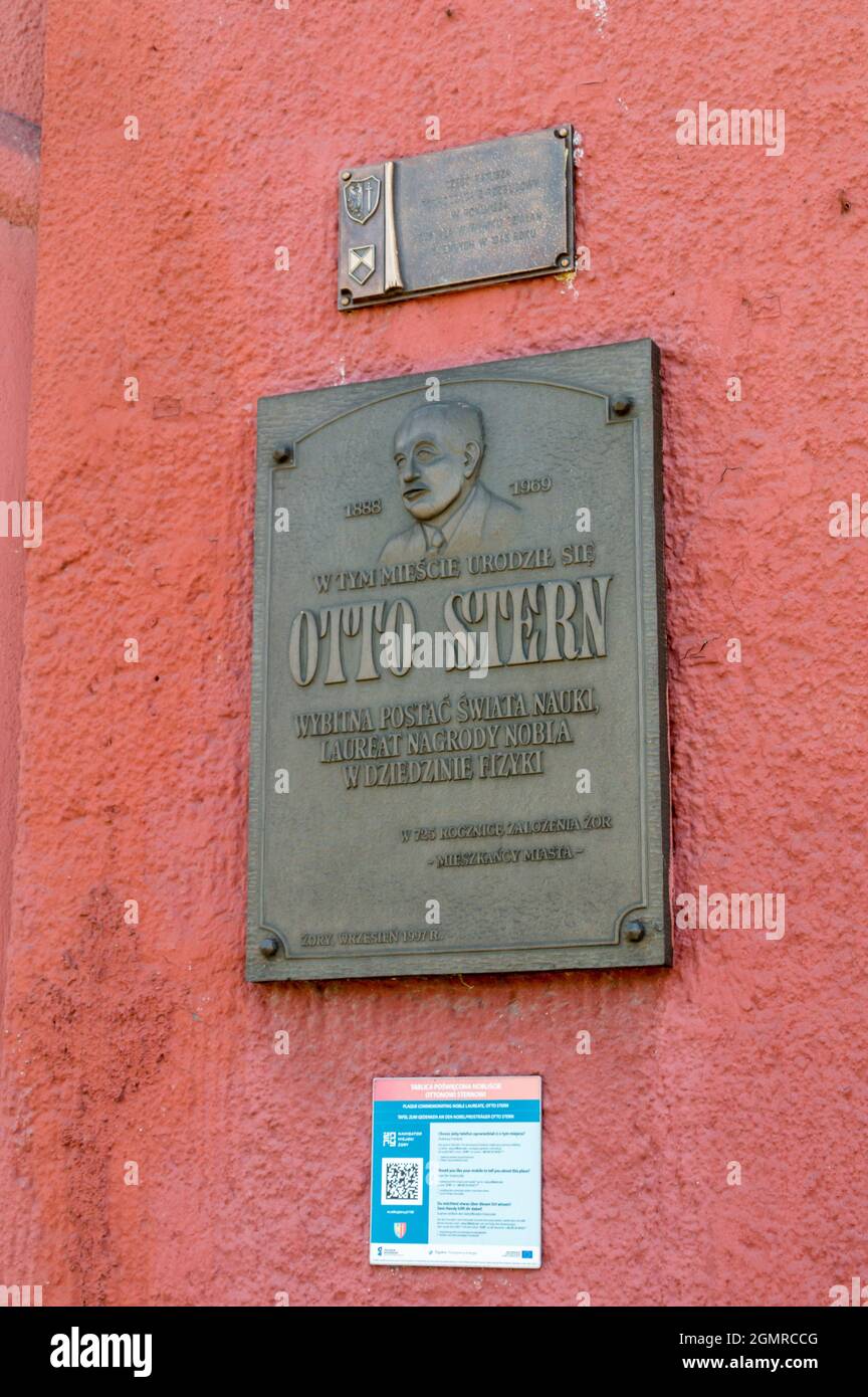 Zory, Poland - June 4, 2021: Plaque dedicated to Otto Stern, German ...
