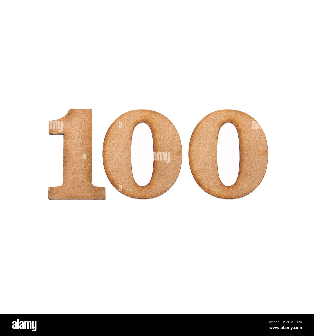 Number 100 in wood, isolated on white background Stock Photo - Alamy