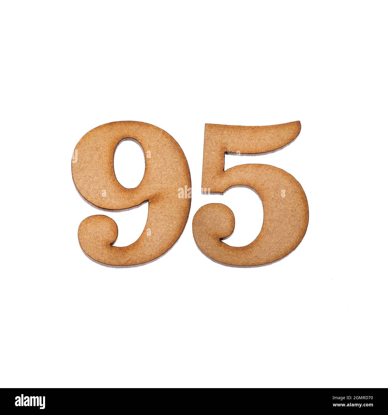 Number Ninety-five, 95 - Piece of wood isolated on white background ...