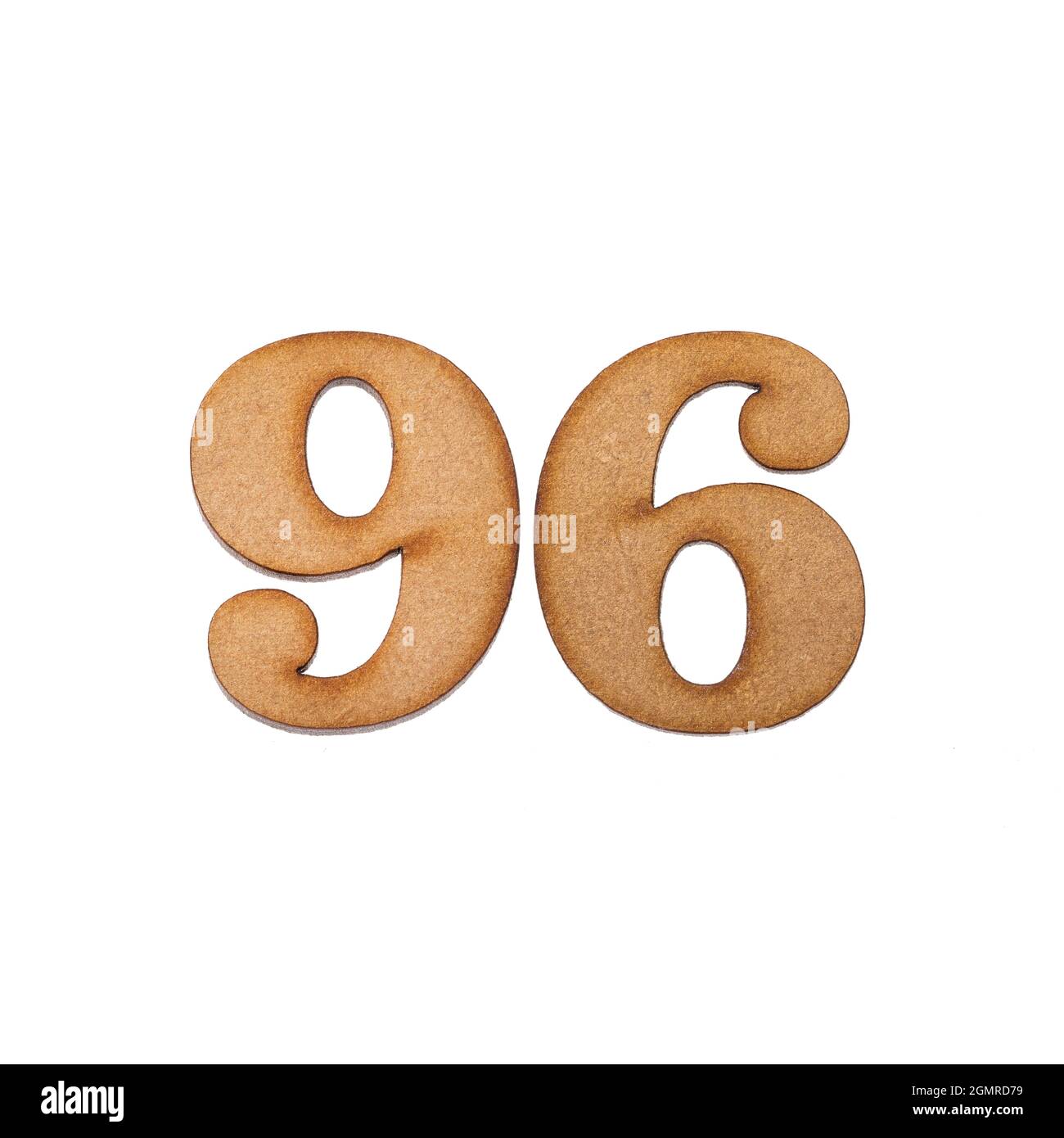 Number 96 in wood, isolated on white background Stock Photo - Alamy
