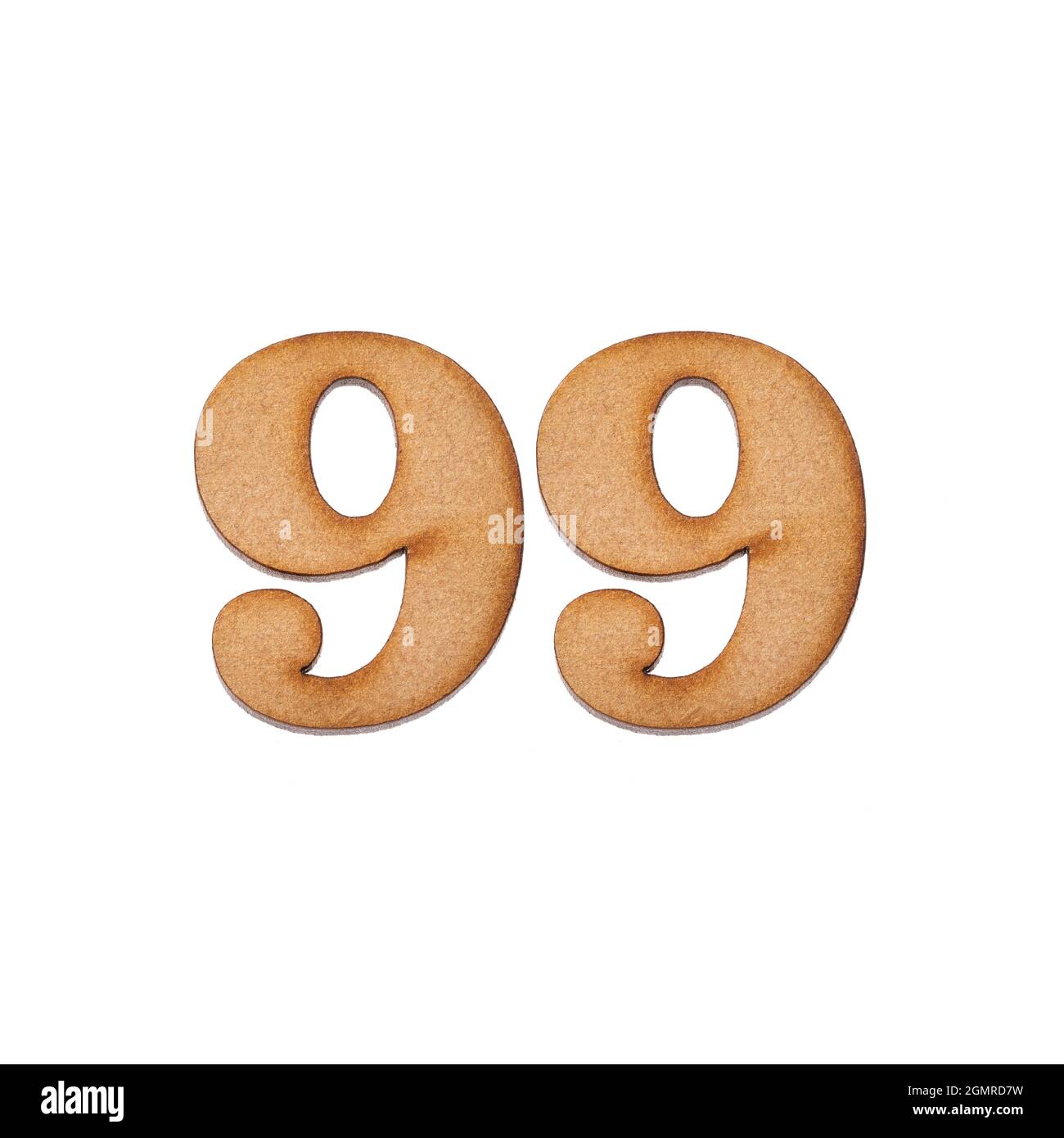 Number Ninety nine, 99 - Piece of wood isolated on white background ...