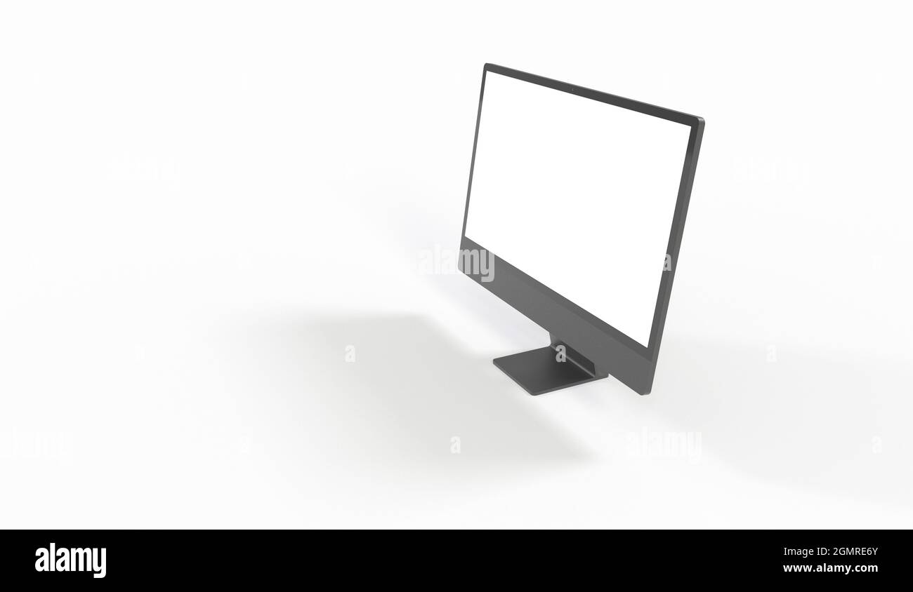 3d rendered computer monitor with a blank screen isolated on white ...