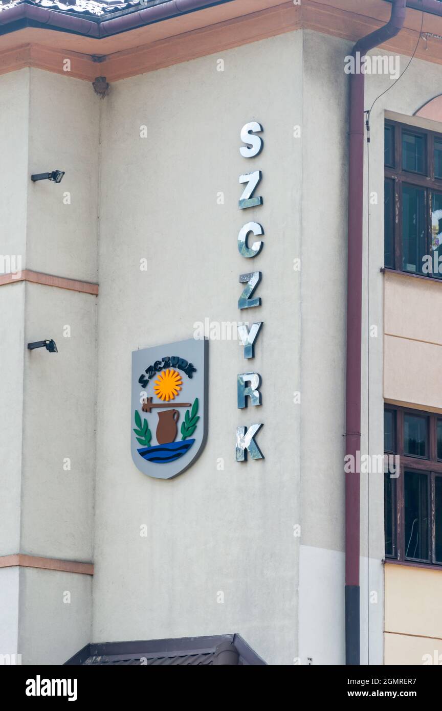 Szczyrk, Poland - June 6, 2021: Coat of arms and Szczyrk sign on city ...