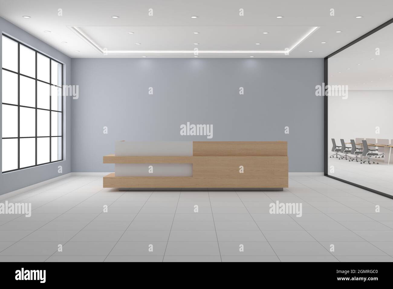 3D rendering of a modern office reception interior Stock Photo - Alamy