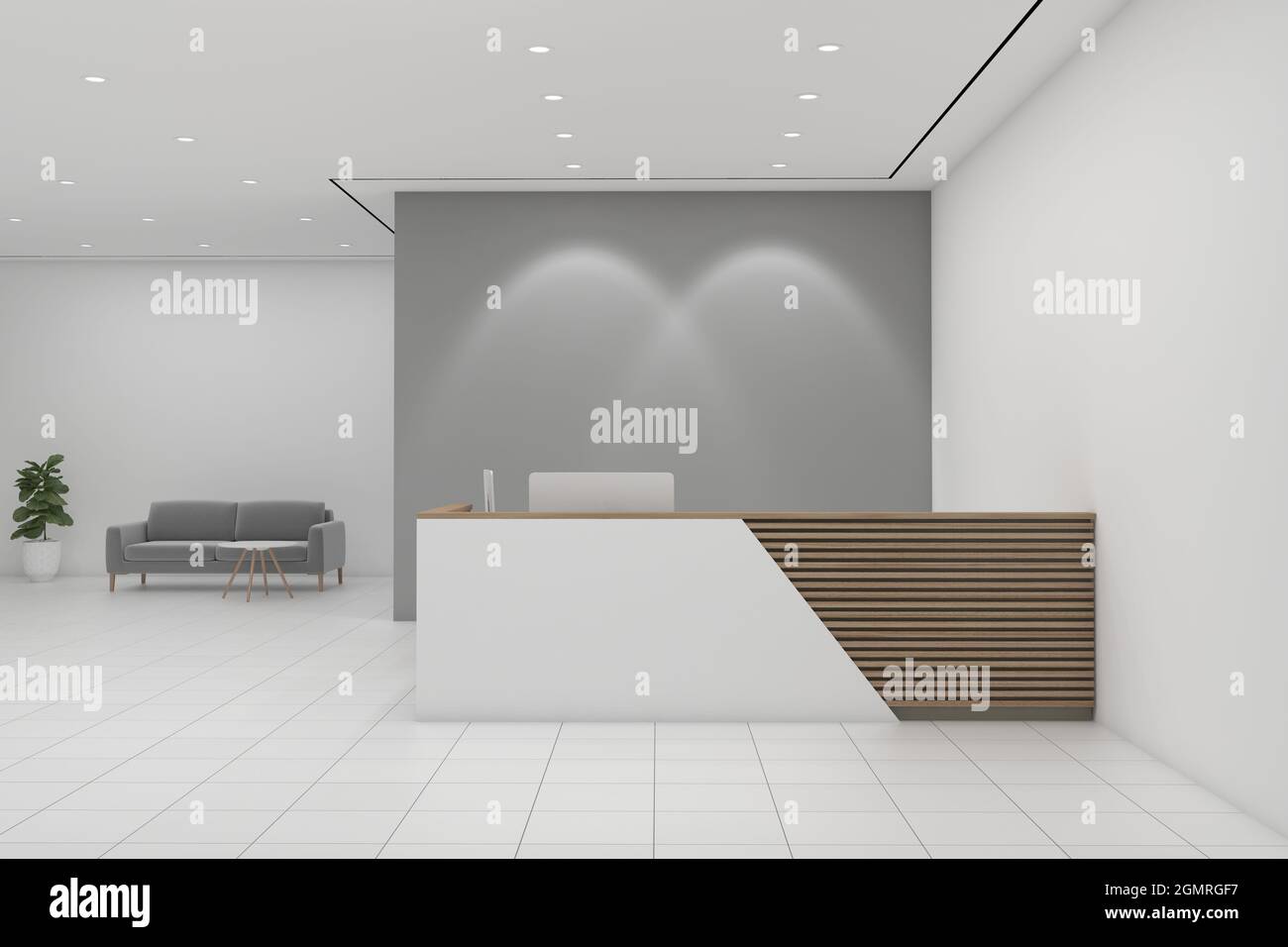 3D rendering of a modern office reception interior Stock Photo - Alamy