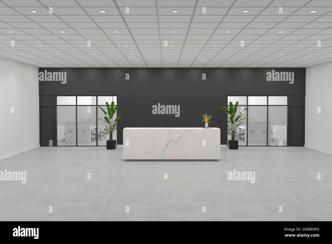 3D rendering of a modern office reception interior Stock Photo - Alamy